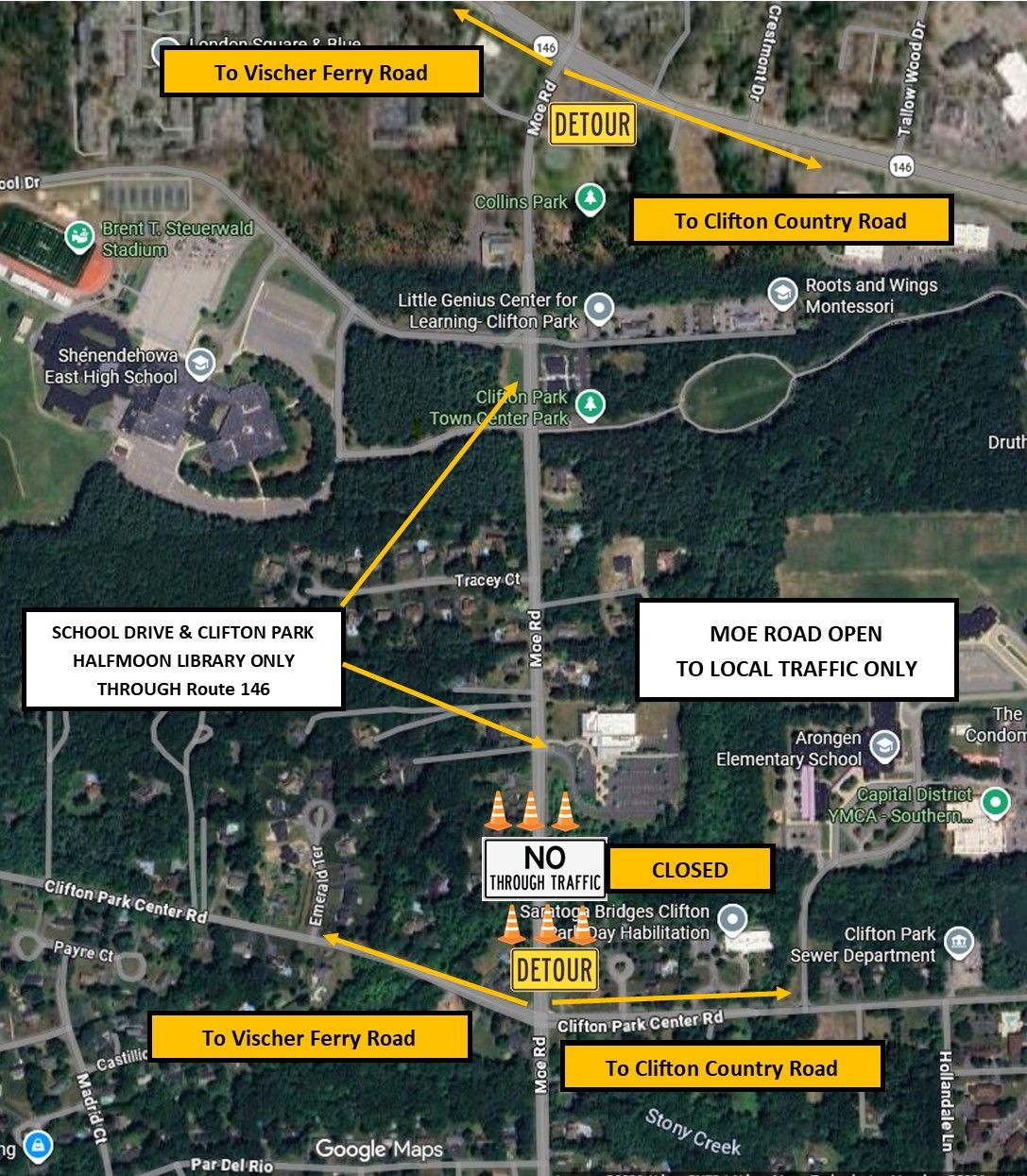 Moe Road Temoprarily Closed Town Of Clifton Park Official Website